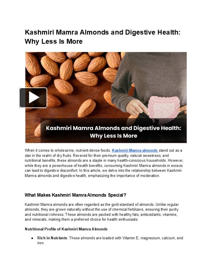 PPT – Kashmiri Mamra Almonds and Digestive Health: Why Less Is More PowerPoint presentation ...
