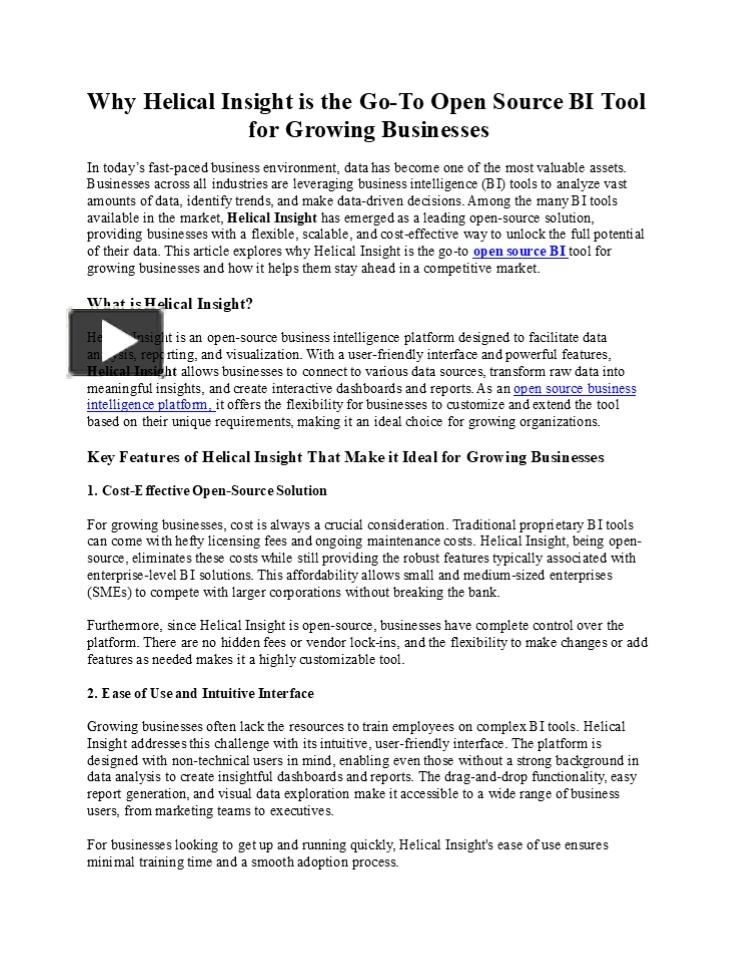 PPT – Why Helical Insight is the Go-To Open Source BI Tool for Growing Businesses PowerPoint ...