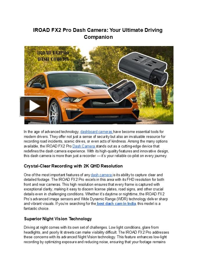 PPT – IROAD FX2 Pro Dash Camera: Your Ultimate Driving Companion ...