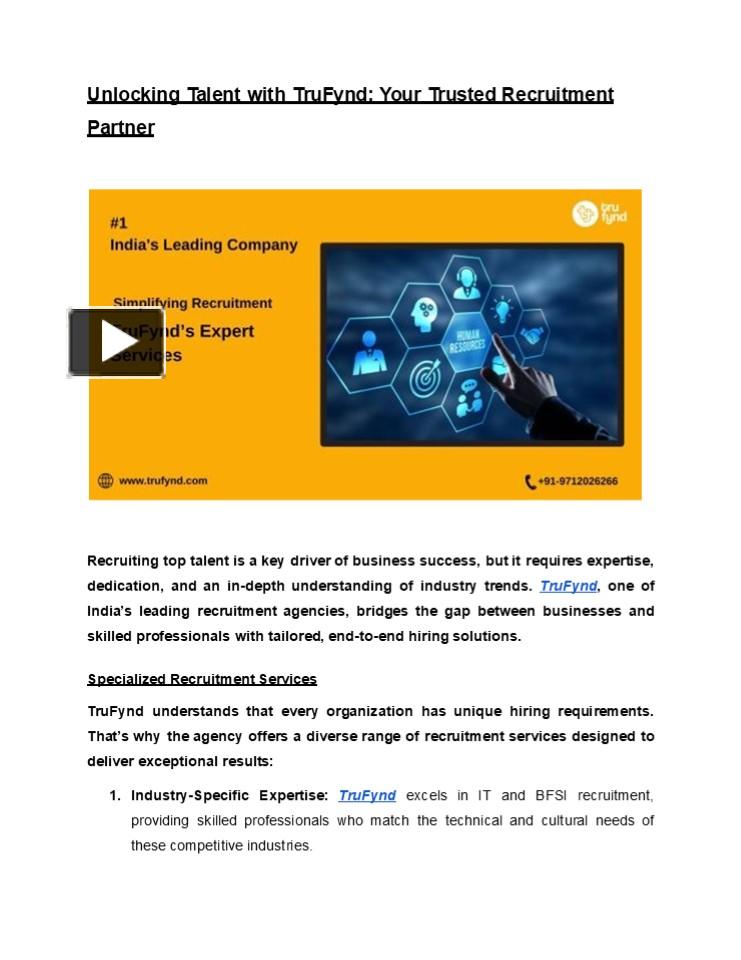 PPT – Unlocking Talent with TruFynd: Your Trusted Recruitment Partner PowerPoint presentation ...