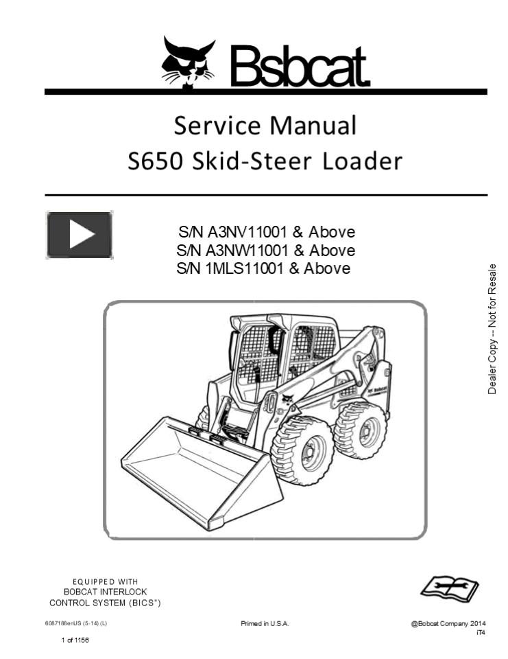 PPT – BOBCAT S650 SKID STEER LOADER Service Repair Manual Instant Download (SN A3NV11001 AND ...