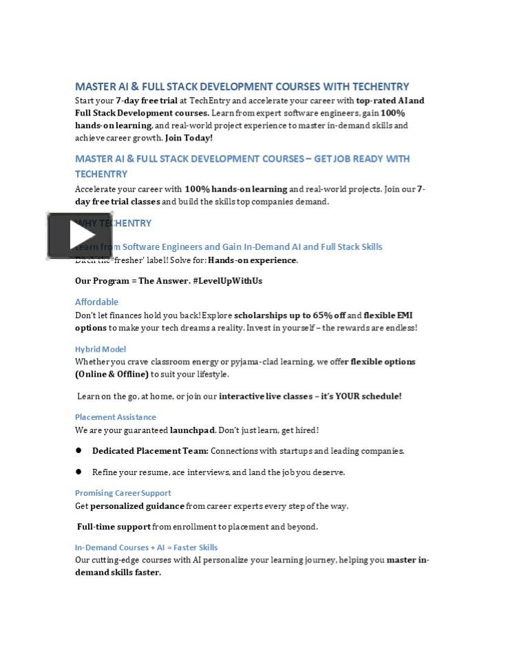 PPT – MASTER AI & FULL STACK DEVELOPMENT COURSES WITH TECHENTRY PowerPoint presentation | free ...