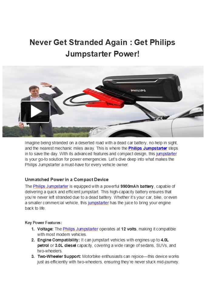 PPT – Never Get Stranded Again : Get Philips Jumpstarter Power! PowerPoint presentation | free ...
