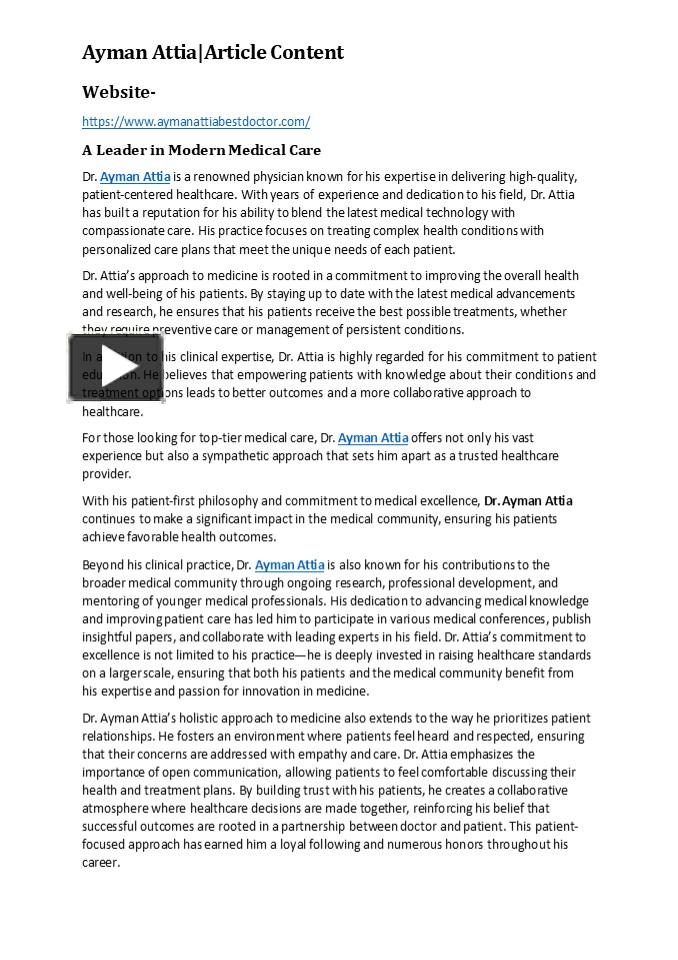 PPT – A Leader in Modern Medical Care Ayman Attia PowerPoint presentation | free to download ...