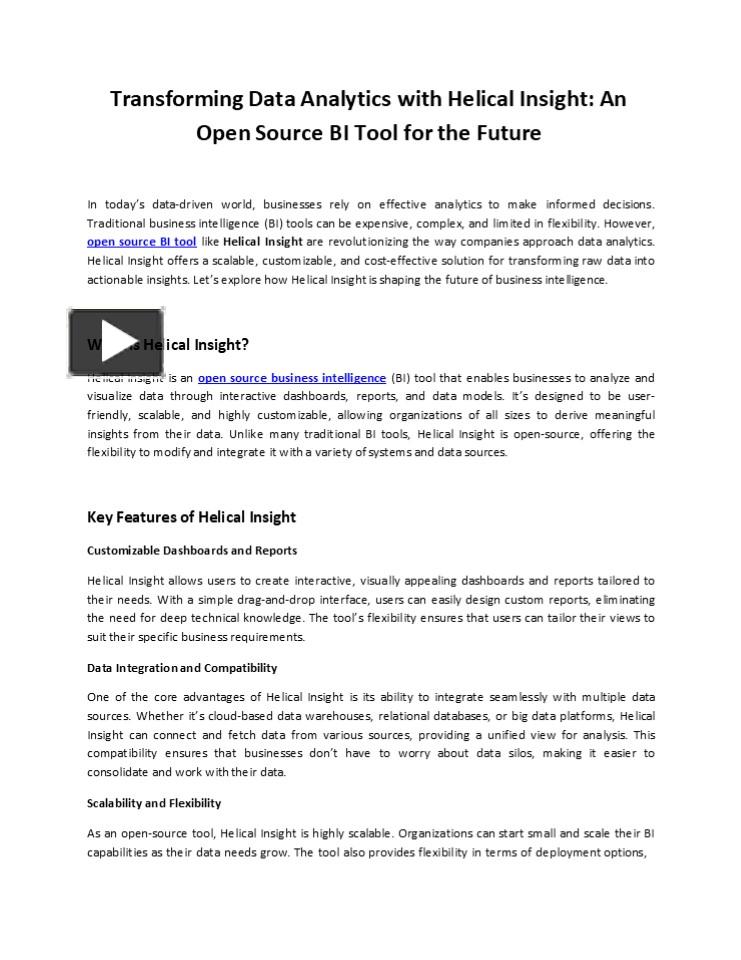 Ppt Transforming Data Analytics With Helical Insight An Open Source Bi Tool For The Future