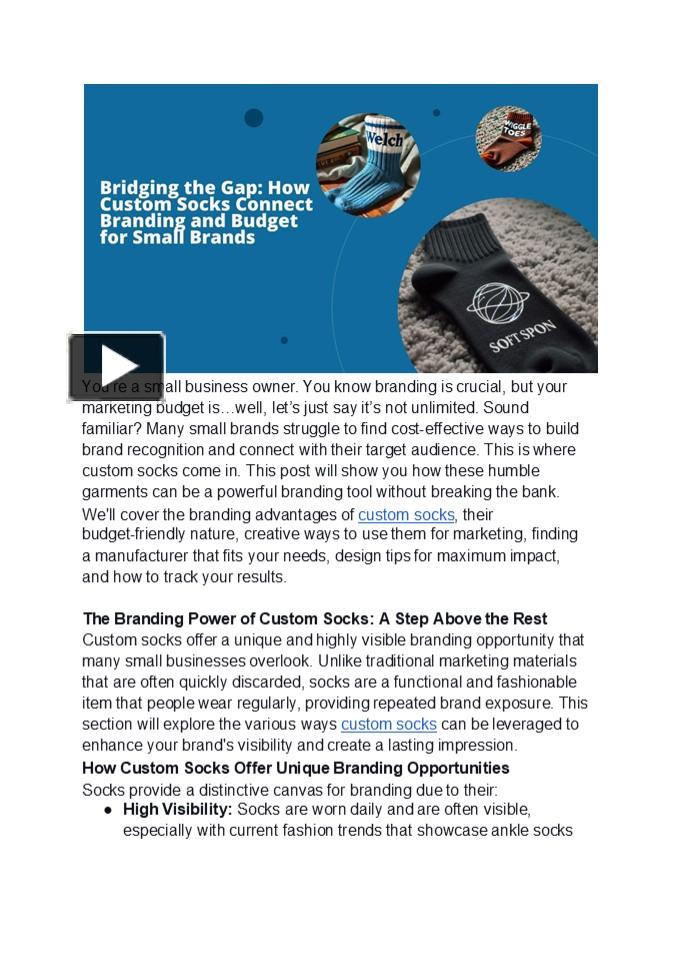 PPT – Bridging the Gap: How Custom Socks Connect Branding and Budget for Small Brands PowerPoint ...