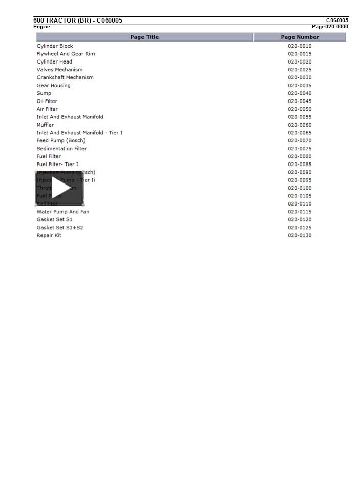 Valtra 600 TRACTOR (BR) Tractor Parts Catalogue Manual Instant Download (Part No. C060005 ...