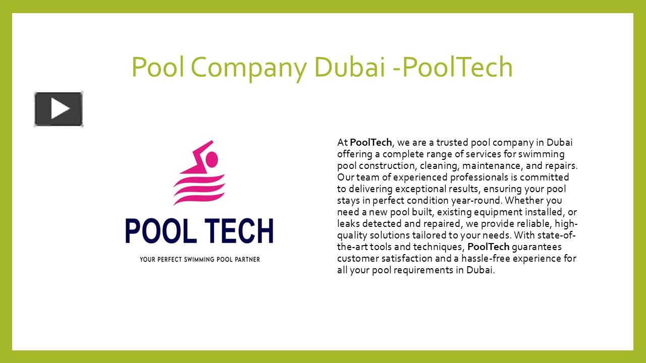 PPT – Pool Company Dubai- PoolTech PowerPoint presentation | free to download - id: 9bd983-ZGM2N