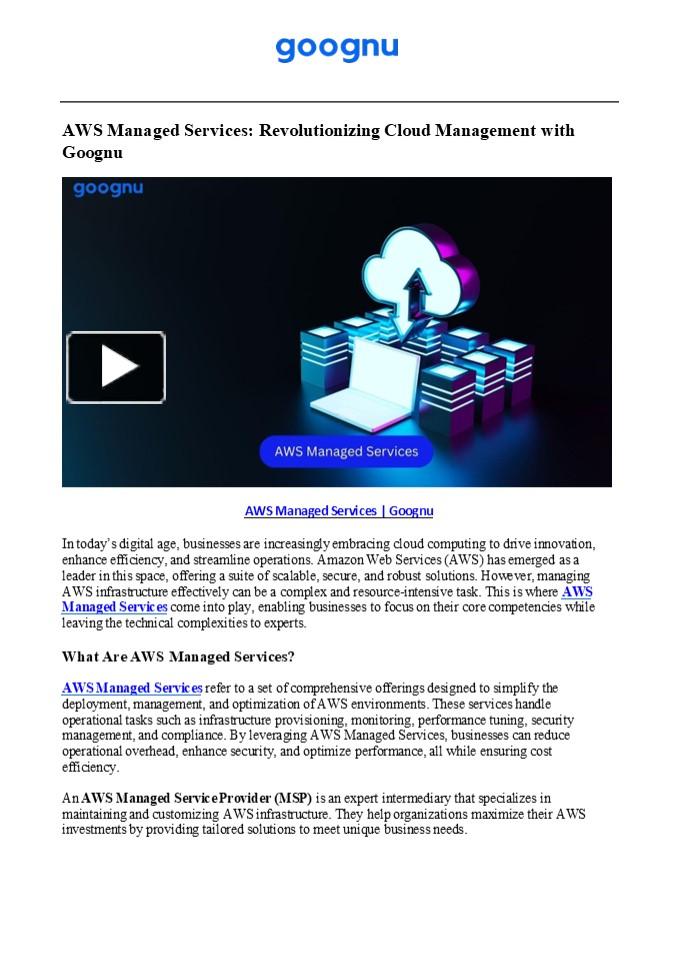 PPT – AWS Managed Services | Goognu (2) PowerPoint presentation | free to download - id: 9bdb55 ...