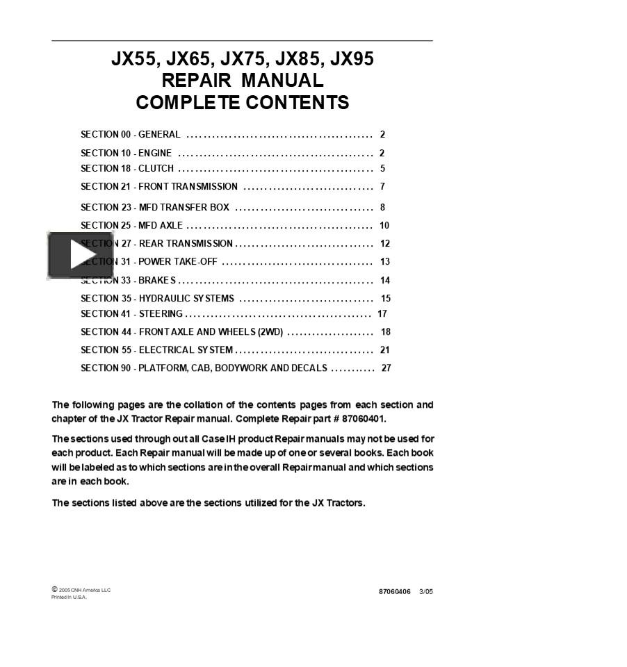 CASE IH JX55 Tractor Service Repair Manual Instant Download presentation | free to download
