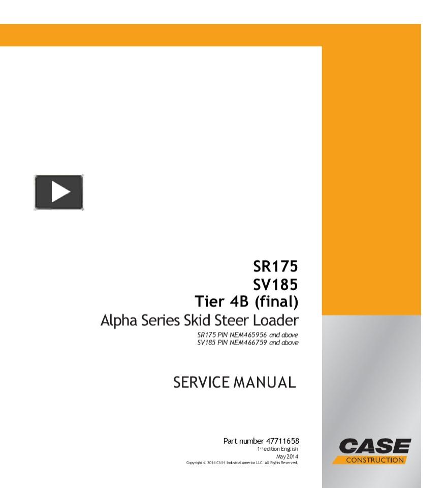 PPT – CASE SR175 Tier 4B (final) Alpha Series Skid Steer Loader Service Repair Manual Instant ...