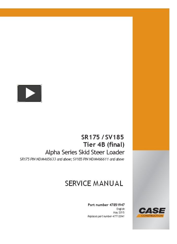 PPT – CASE SR175 Tier 4B Alpha Series Skid Steer Loader Service Repair Manual Instant Download ...