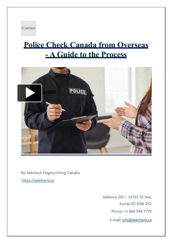 PPT – Police Check Canada from Overseas - A Guide to the Process PowerPoint presentation | free ...