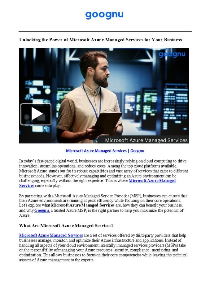 PPT – Microsoft Azure Managed Services | Goognu (1) PowerPoint presentation | free to download ...