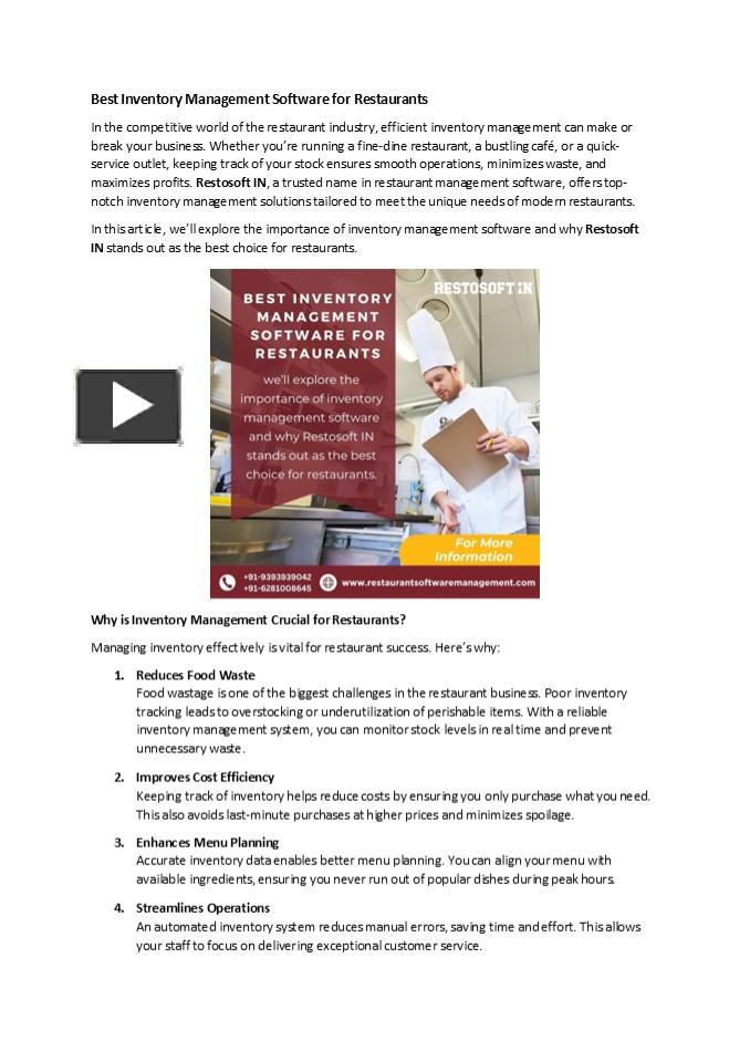 PPT – Best Inventory Management Software for Restaurants PowerPoint presentation | free to ...