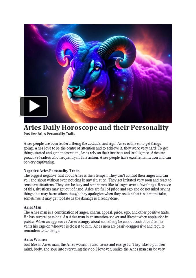 PPT – Aries Daily Horoscope and their Personality PowerPoint presentation | free to download ...