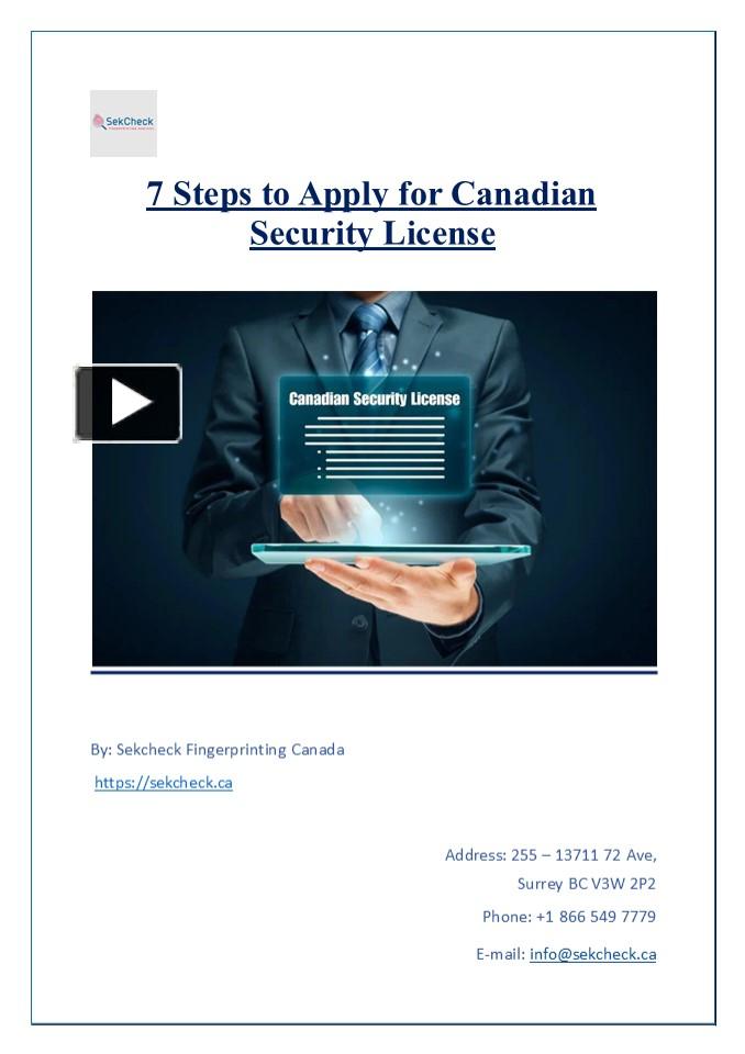 PPT – 7 Steps to Apply for Canadian Security License PowerPoint presentation | free to download ...