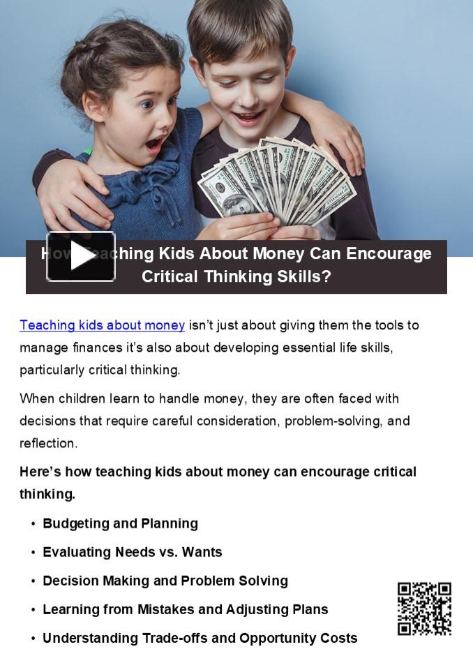 PPT – How Teaching Kids About Money Can Encourage Critical Thinking ...