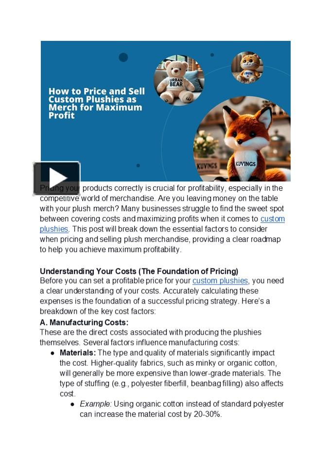 PPT – How to Price and Sell Custom Plushies as Merch for Maximum Profit PowerPoint presentation ...