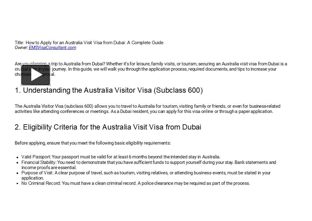 PPT – Understanding the Australia Visitor Visa PowerPoint presentation | free to download - id ...