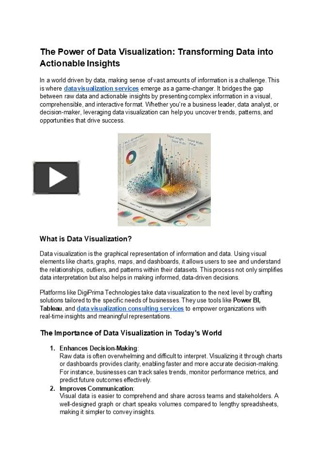 The Power Of Data Visualization Transforming Data Into Actionable
