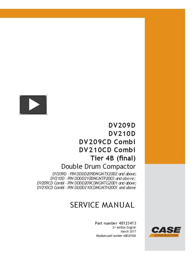CASE DV210D Combi Tier 4B (final) Double Drum Compactor Service Repair Manual Instant Download ...
