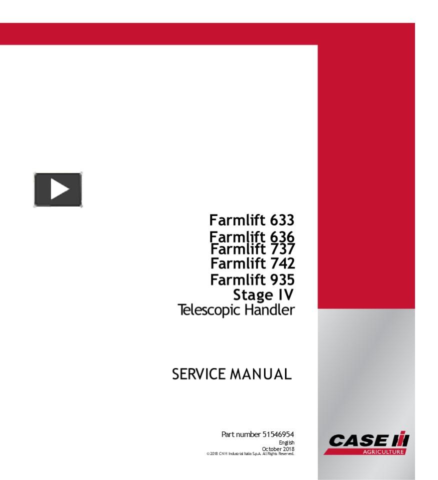 CASE IH Farmlift 935 Stage IV Telescopic Handler Service Repair Manual Instant Download ...