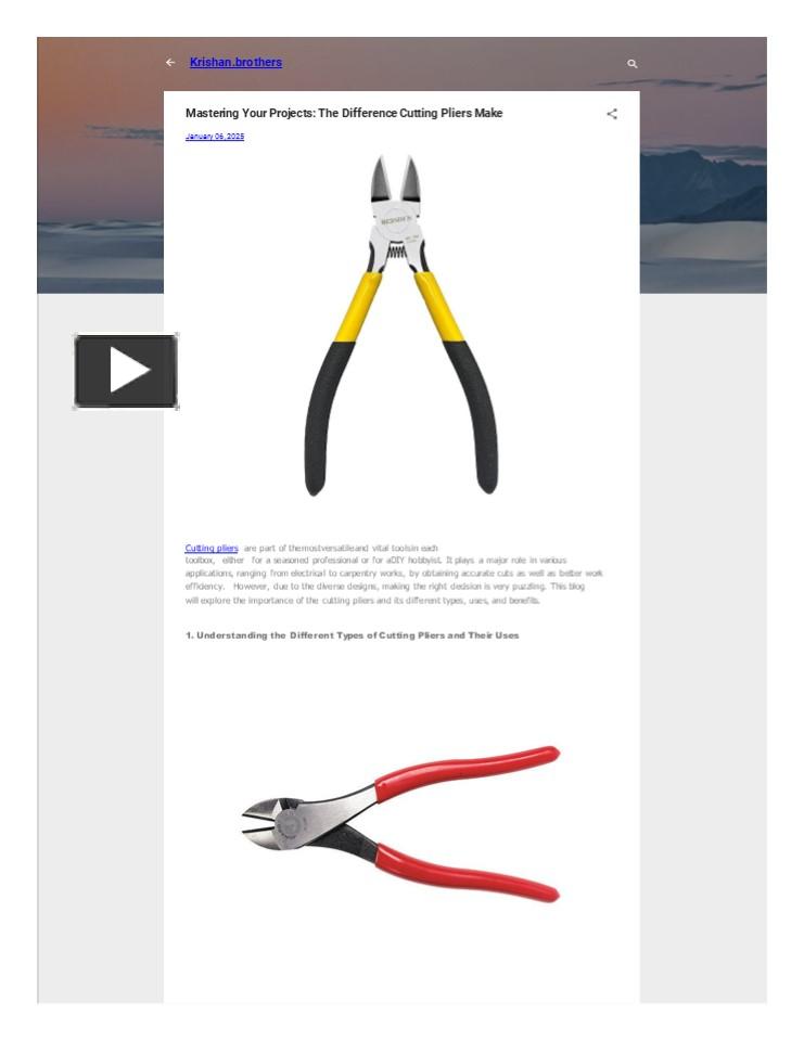 Mastering Your Projects: The Difference Cutting Pliers Make (1 ...