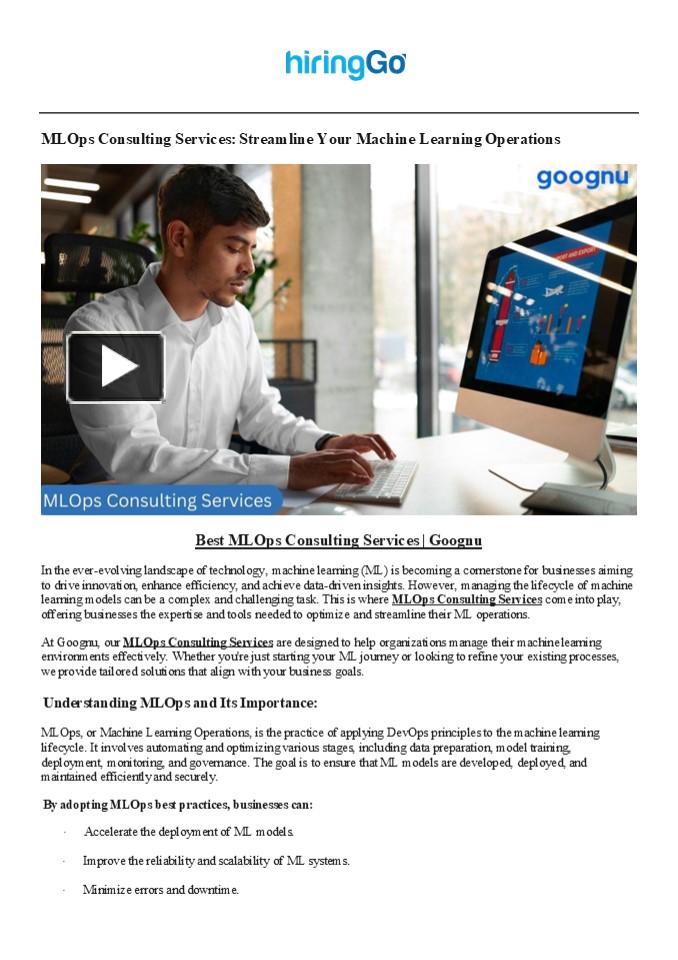 Best MLOps Consulting Services | Goognu presentation | free to download
