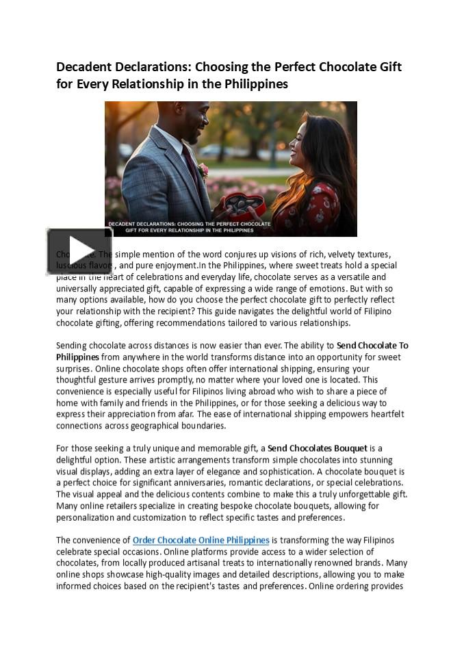 Decadent Declarations: Choosing the Perfect Chocolate Gift for Every Relationship in the ...