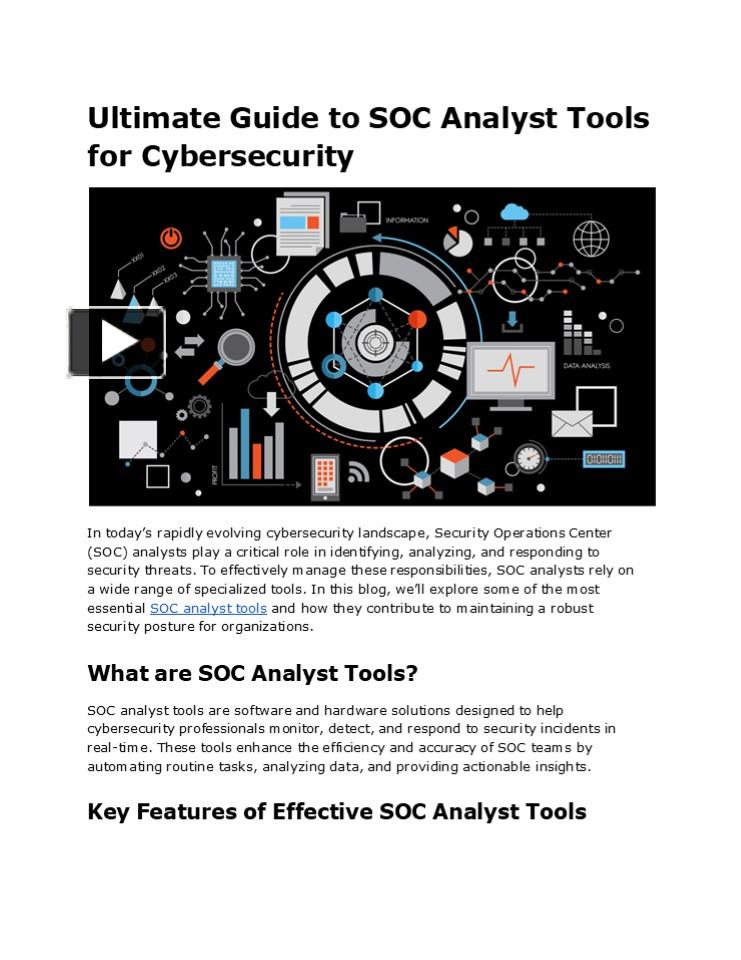 Top SOC Analyst Tools for Enhanced Cybersecurity presentation | free to download