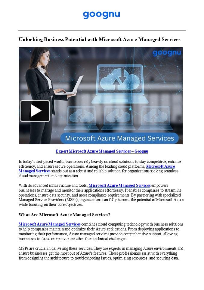 PPT – Expert Microsoft Azure Managed Services – Goognu PowerPoint presentation | free to ...