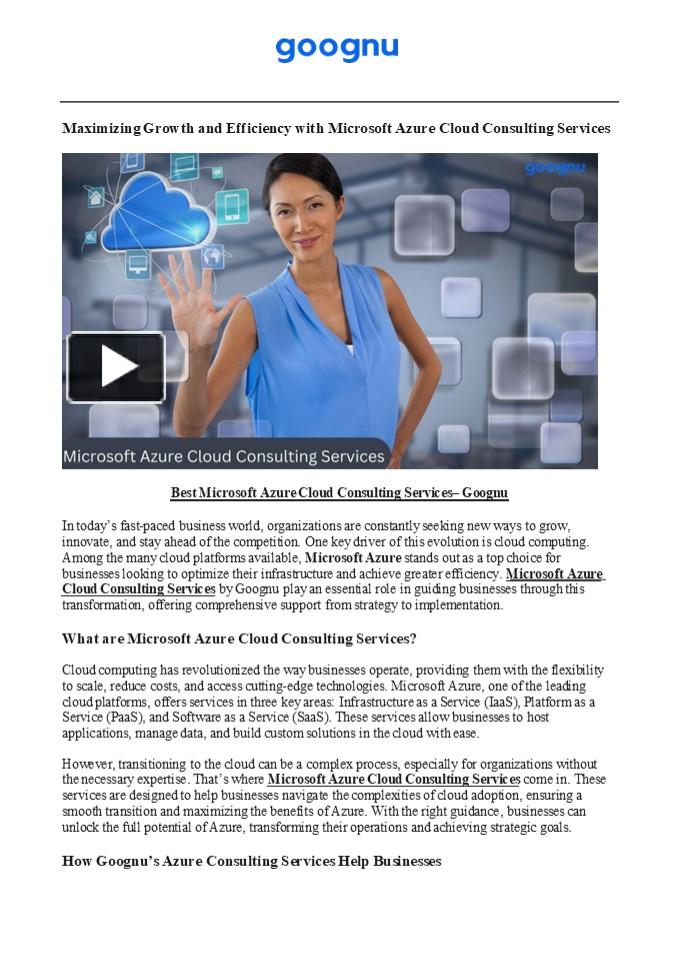 PPT – Best Microsoft Azure Cloud Consulting Services– Goognu PowerPoint presentation | free to ...