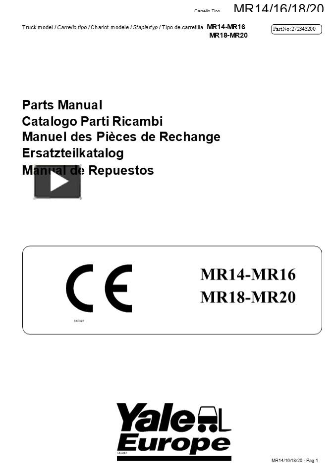 PPT – Yale (B849) MR14 MR16 MR18 MR20 Forklift Truck Parts Catalogue Manual Instant Download ...