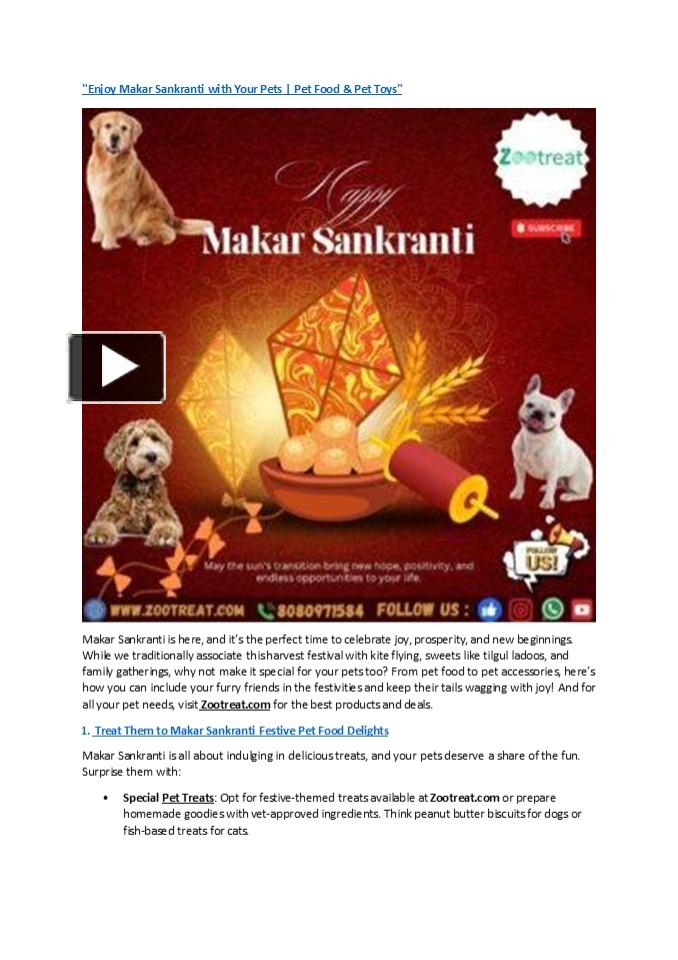 PPT – "Enjoy Makar Sankranti with Your Pets | Pet Food & Pet Toys" | zootreat PowerPoint ...