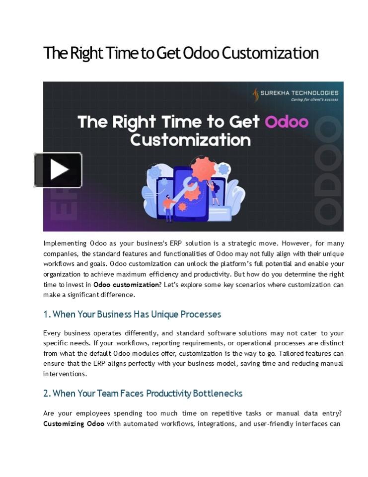 PPT – The Right Time to Get Odoo Customization PowerPoint presentation | free to download - id ...