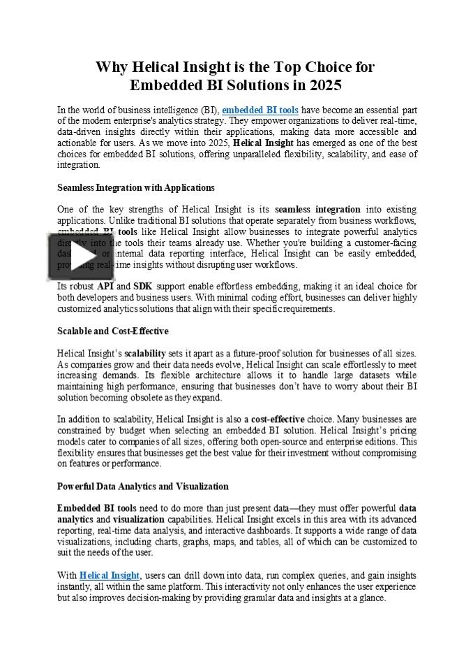 Why Helical Insight is the Top Choice for Embedded BI Solutions in 2025 presentation | free to ...