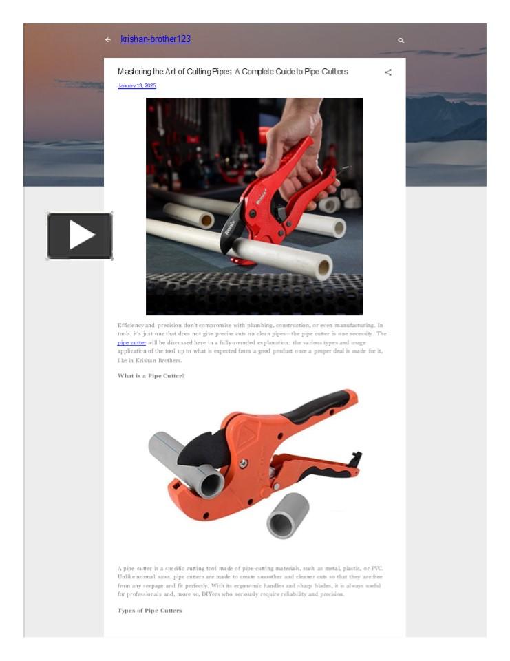 PPT – Krishan Brothers: Your Preferred Solution for Quality Pipe Cutters PowerPoint presentation ...