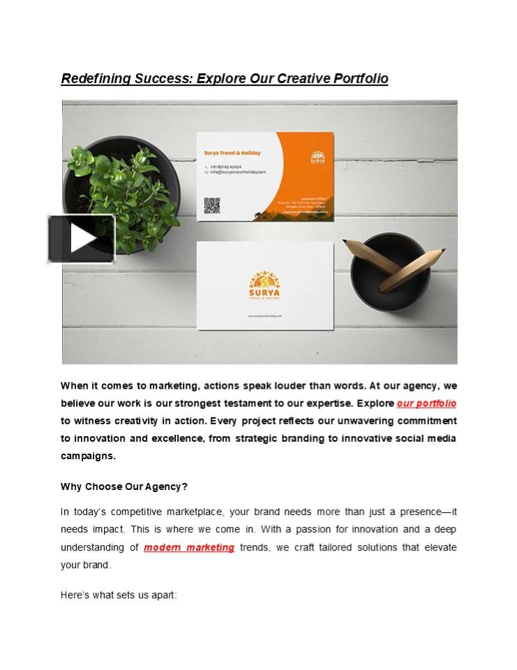 PPT – Redefining Success: Explore Our Creative Portfolio PowerPoint presentation | free to ...