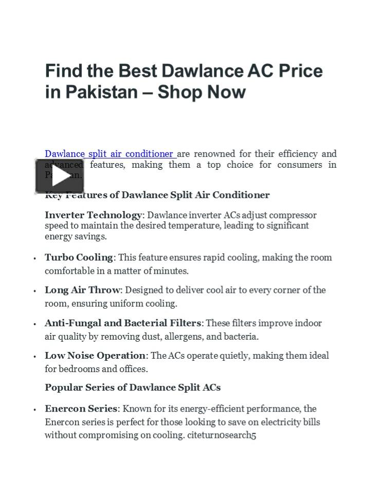 PPT – Find the Best Dawlance AC Price in Pakistan – Shop Now PowerPoint presentation | free to ...