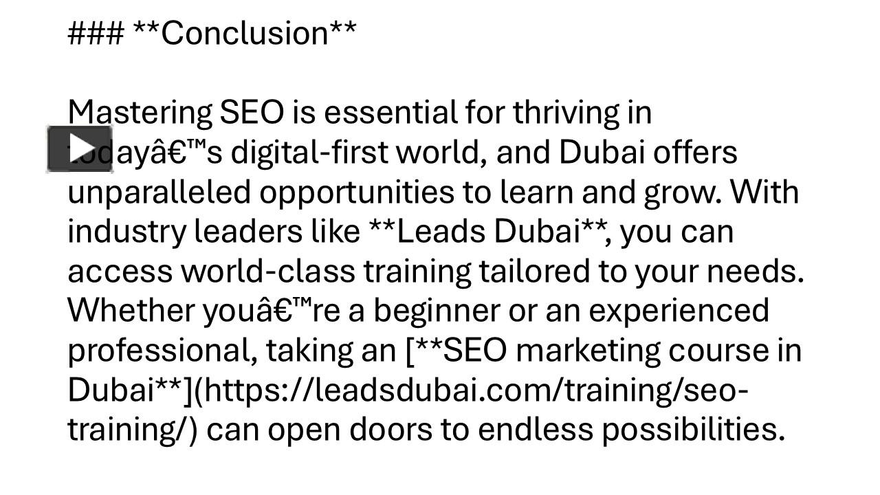 PPT – Master SEO with Expert Training: Discover the Best SEO Marketing Course in Dubai (1 ...