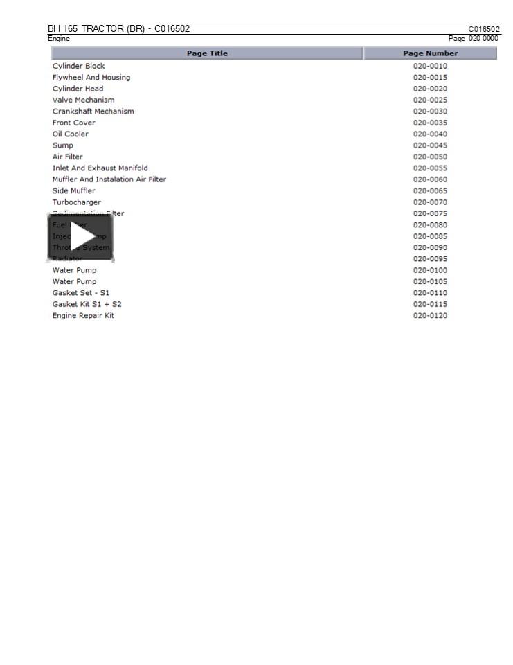 Valtra BH 165 TRACTOR (BR) Tractor Parts Catalogue Manual Instant Download (Part No. C016502 ...