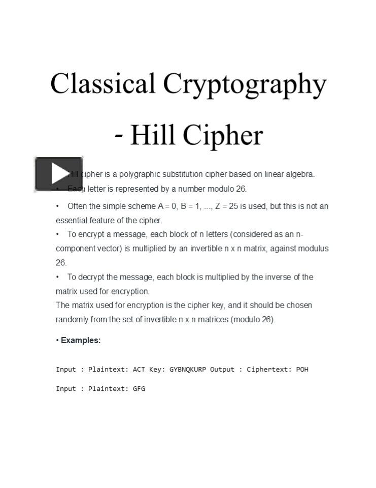 Classical-Cryptography presentation | free to download
