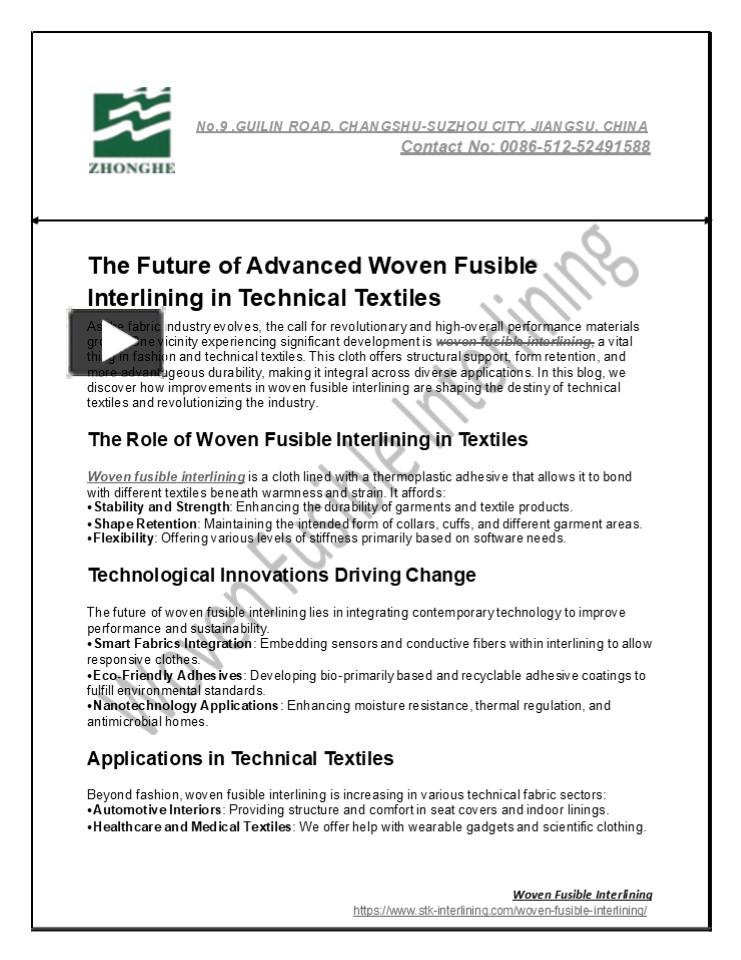 The Future of Advanced Woven Fusible Interlining in Technical Textiles presentation | free to ...