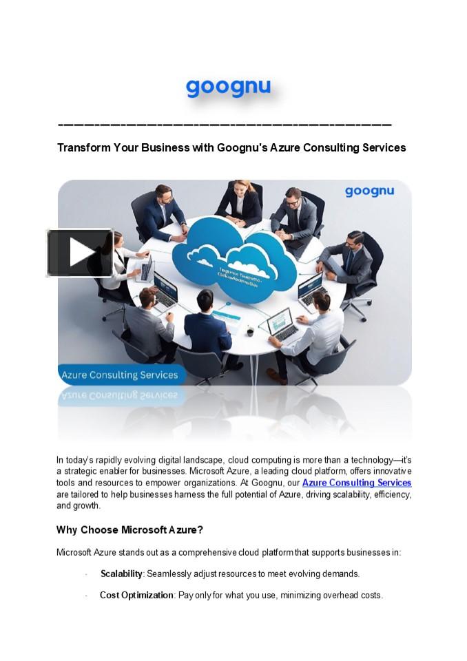 PPT – Goognu: Your Trusted Azure Consulting Services Partner PowerPoint presentation | free to ...