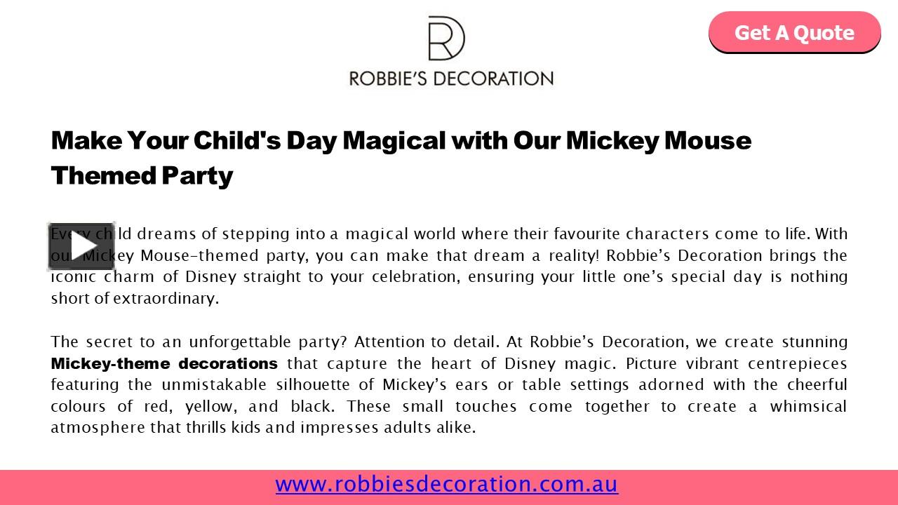 Make Your Child's Day Magical with Our Mickey Mouse Themed Party ...
