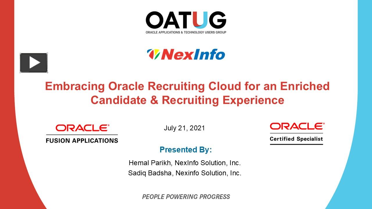 OATUG - Oracle Recruitment Cloud presentation | free to download