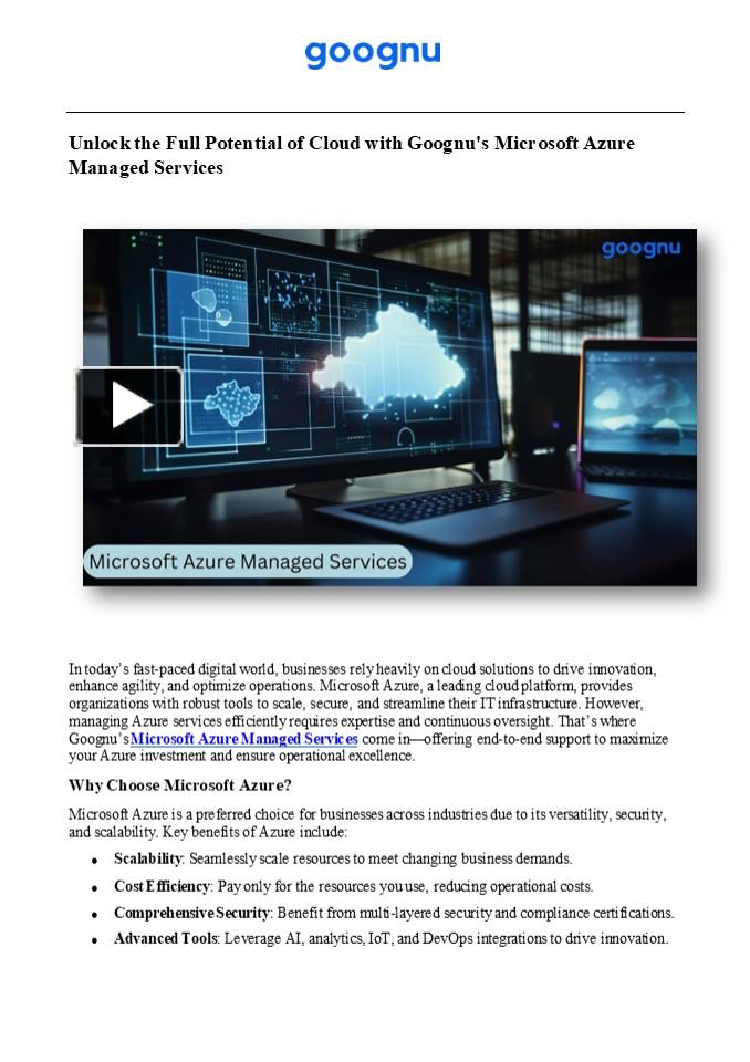 PPT – Goognu: Your Trusted Microsoft Azure Management Partner PowerPoint presentation | free to ...