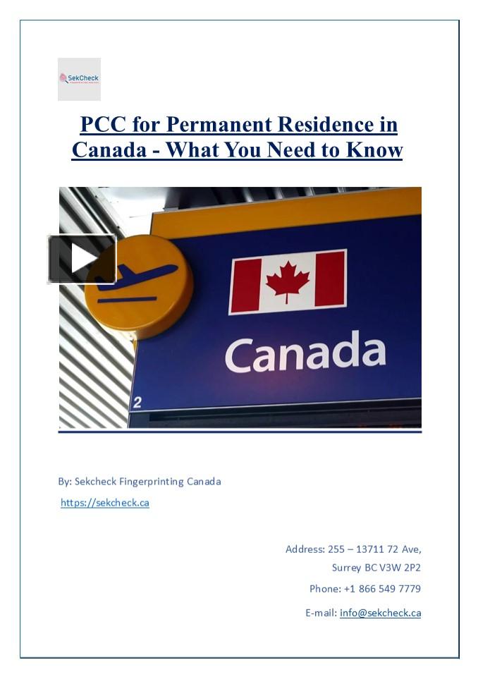 PPT – PCC for Permanent Residence in Canada - What You Need to Know PowerPoint presentation ...