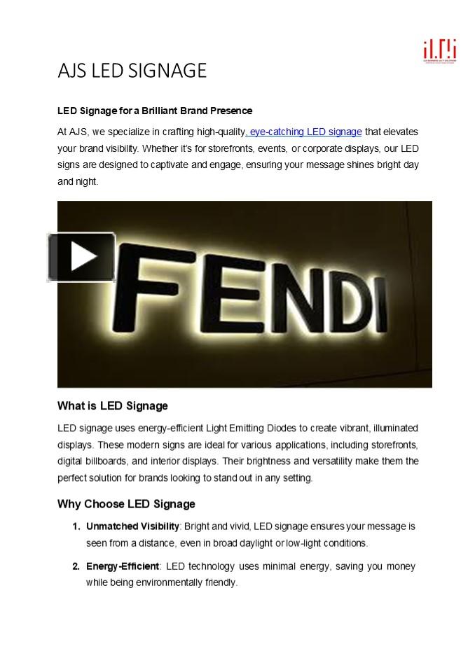 PPT – AJS LED SIGNAGE PowerPoint presentation | free to download - id: 9c4f49-ODU4N
